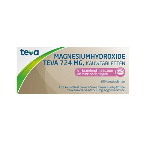 Magnesiumhydroxide 724 mg Teva 100 chewable tablets - Gezondheid aan ...