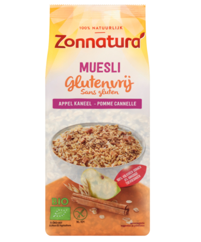Muesli Glutenvrij Appel Kaneel Biologisch Zonnatura 375 Gramm ...