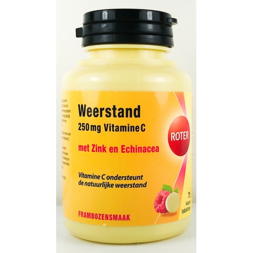 Weerstand 250 mg Vitamine C met Zink en Echinacea Roter 75 chewable ...